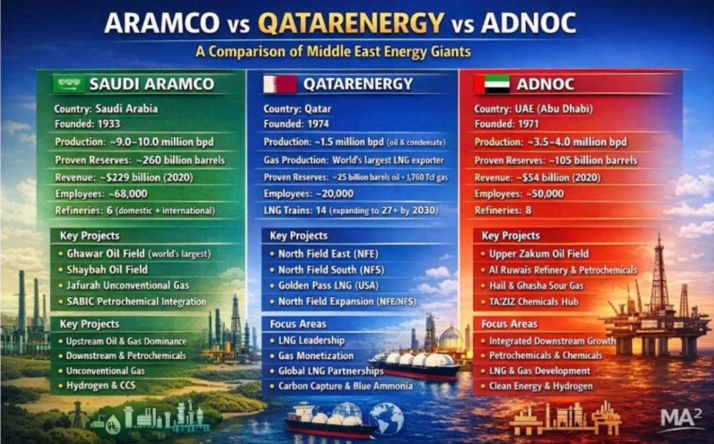 Aramco vs QatarEnergy vs ADNOC: Perbandingan Raksasa Energi Timur ...